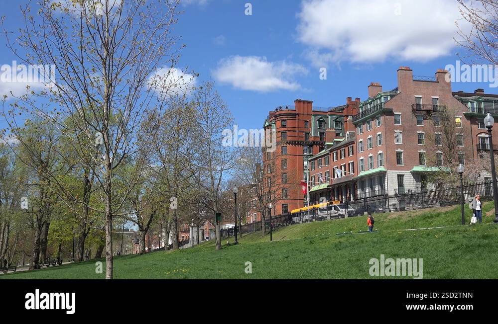 North part of the Boston Common Park with the Beacon Hill neighborhood ...