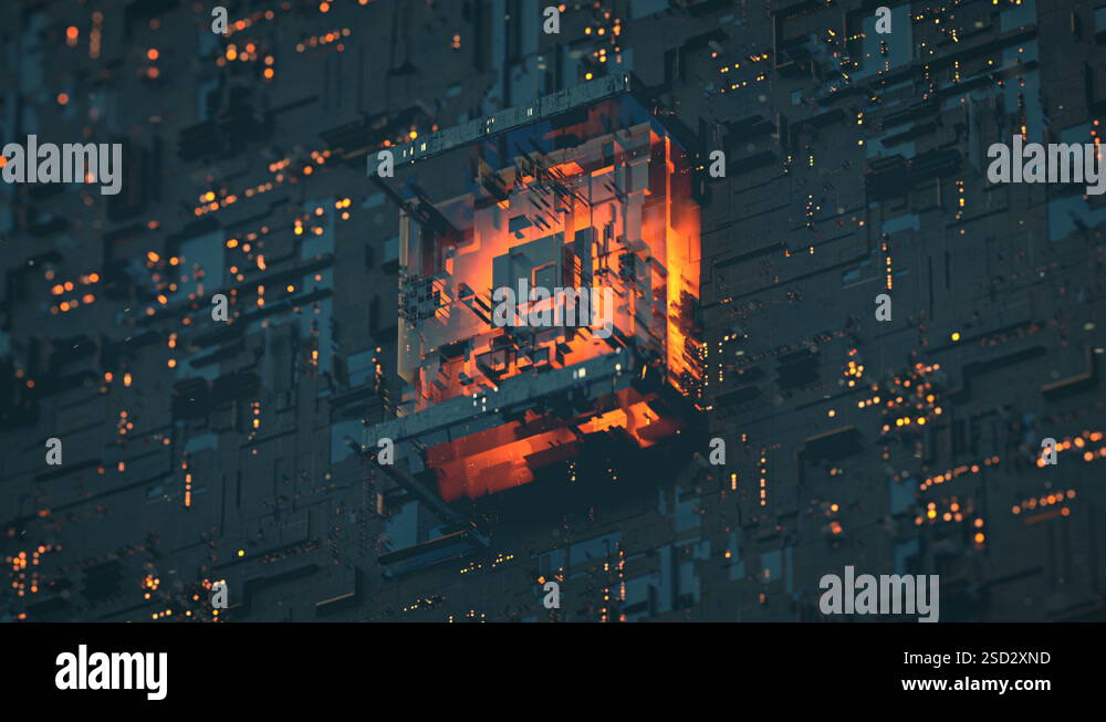 Quantum computer sci-fi design seamless loop 3D render animation Stock Video Footage - Alamy