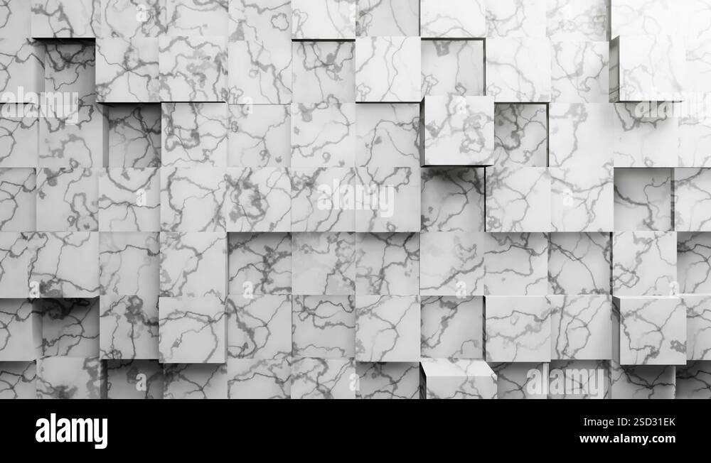 3D Abstract Marble Cubes Looped Animation. White Wall Moving Stock ...
