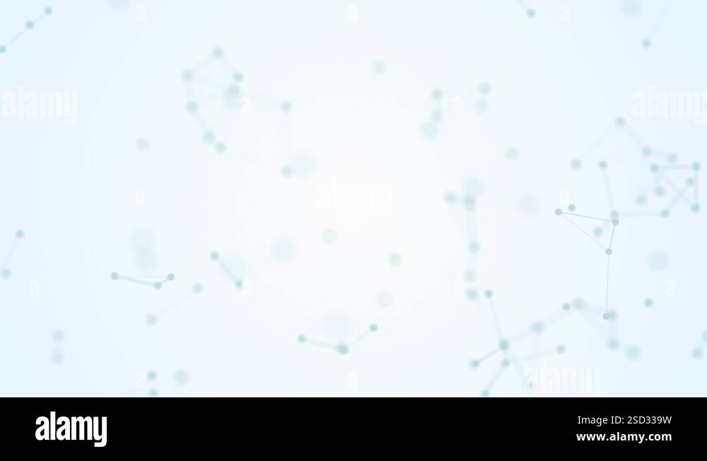 3D Abstract blue blurred geometry wireframe network and connecting dot ...