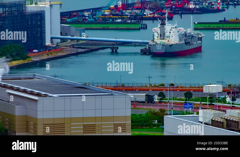 A timelapse of high angle view near bay area in Tokyo daytime long shot ...
