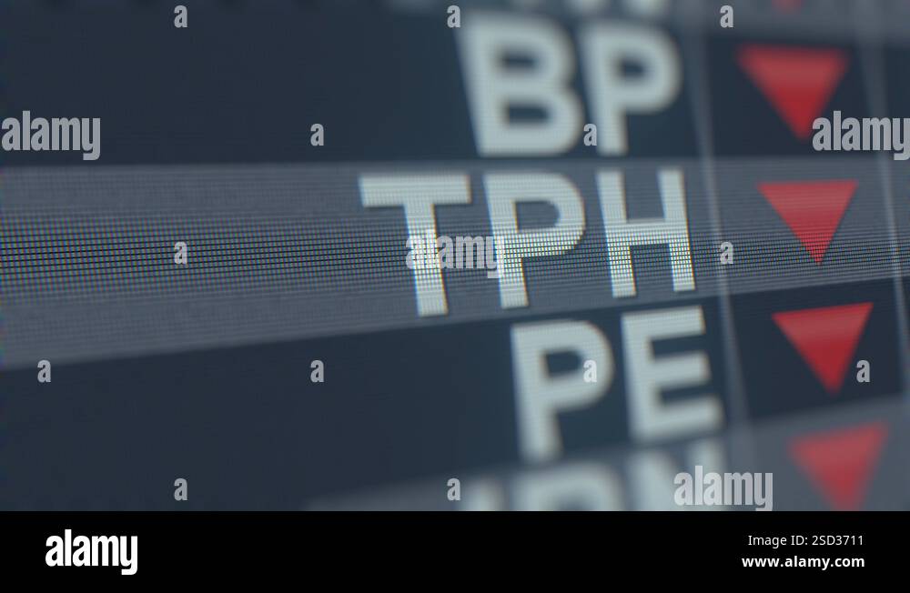 TRI POINTE GROUP TPH stock ticker with decreasing arrow. Editorial ...
