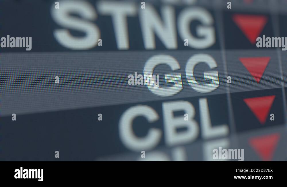 GOLDCORP GG stock ticker with decreasing arrow. Editorial crisis ...