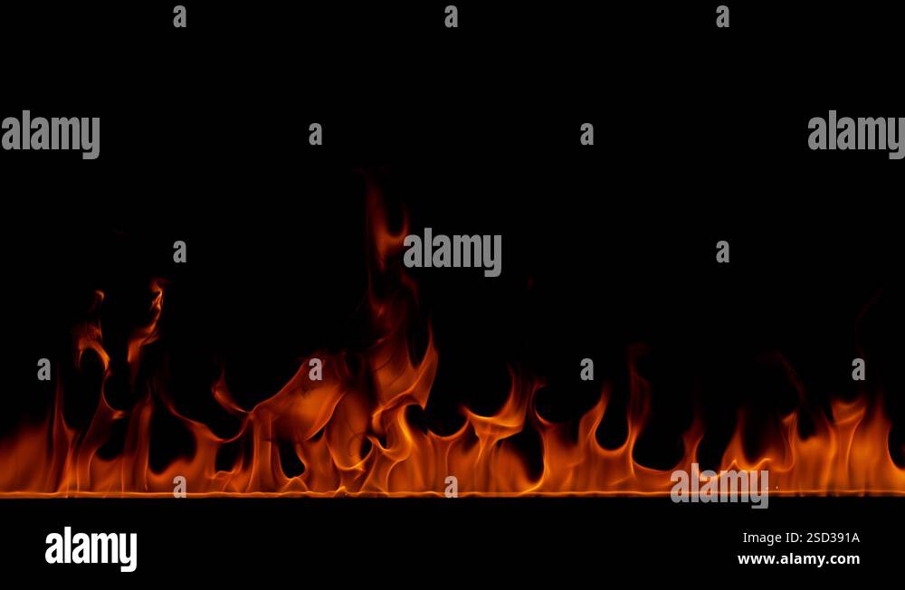 Super Slow Motion Shot of Fire Flames Isolated on Black Background at ...