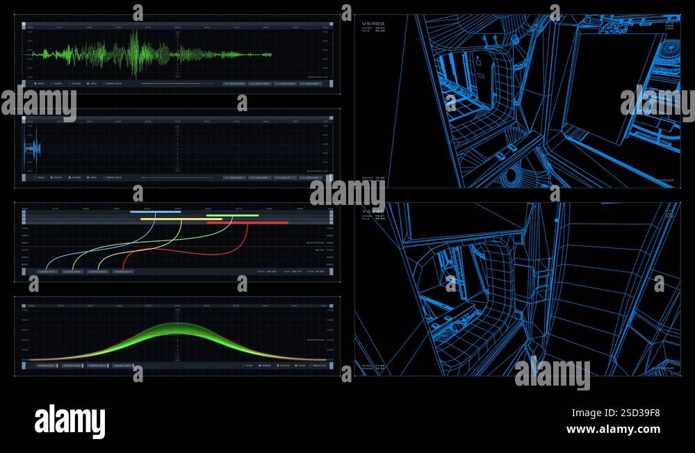 Visual display: 3D schematic scans of the ISS, readouts and indicators ...