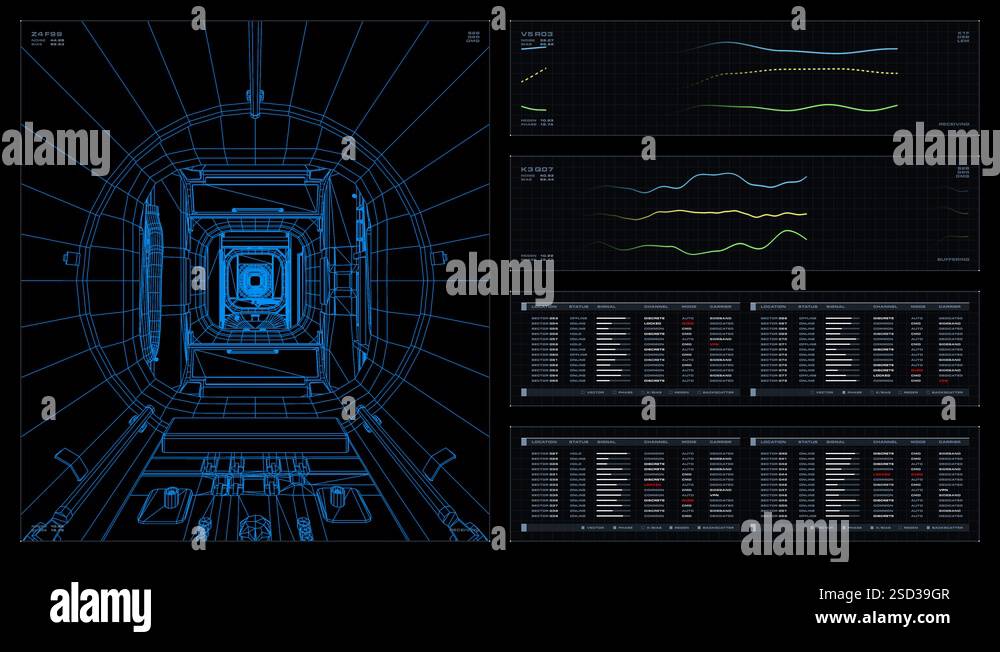 Visual display: 3D schematic flythrough of the ISS, readouts and ...