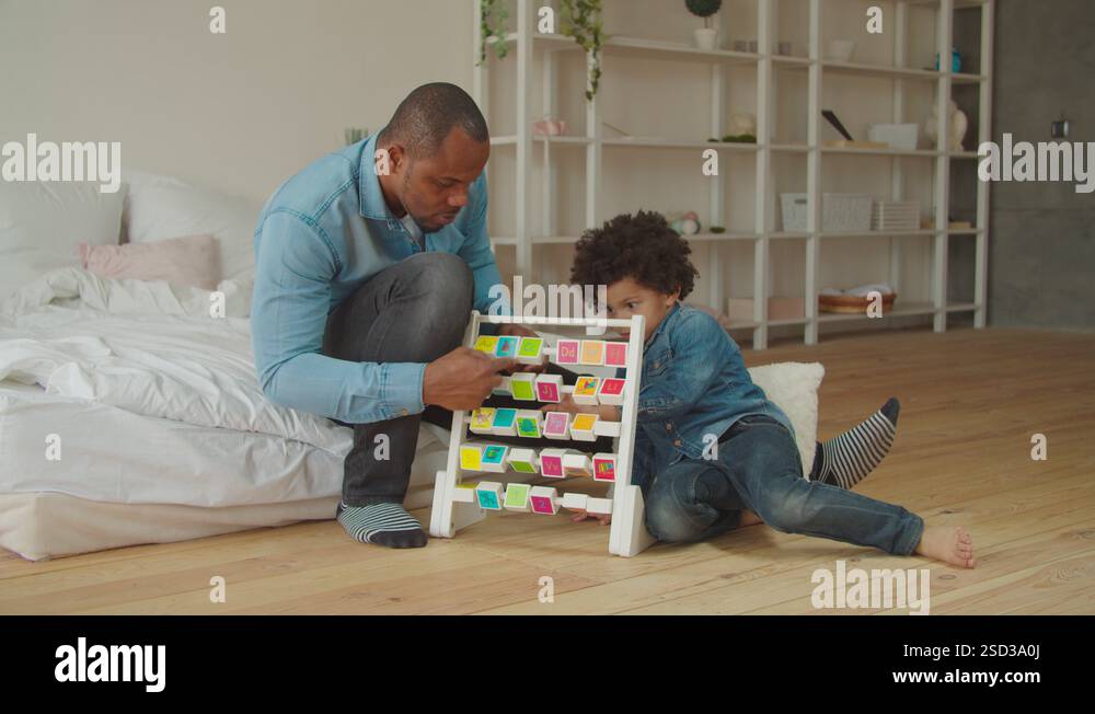 Preschool kid with dad learning phonics alphabet Stock Video Footage ...