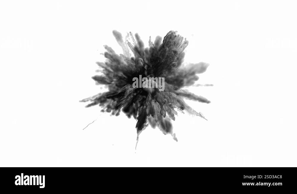 Cg animation of black powder explosion on white background Stock Video ...