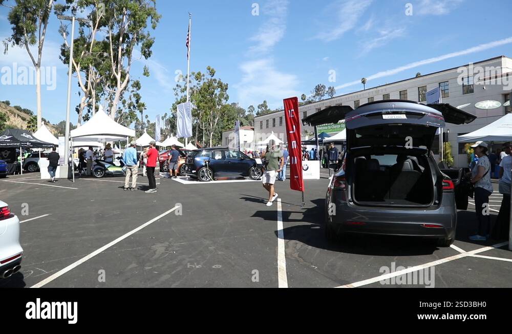LOS ANGELES - SEPT 14: A Model X in front of Tesla's booth at Charge Up ...