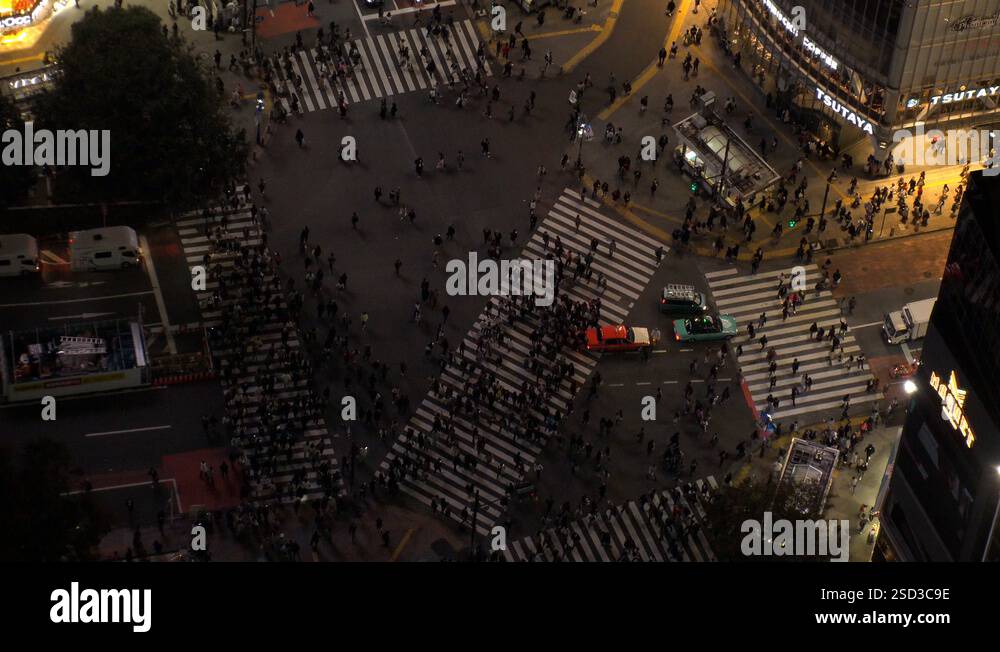 TOKYO, JAPAN : SHIBUYA crossing. Crowd of people at the street. Time ...