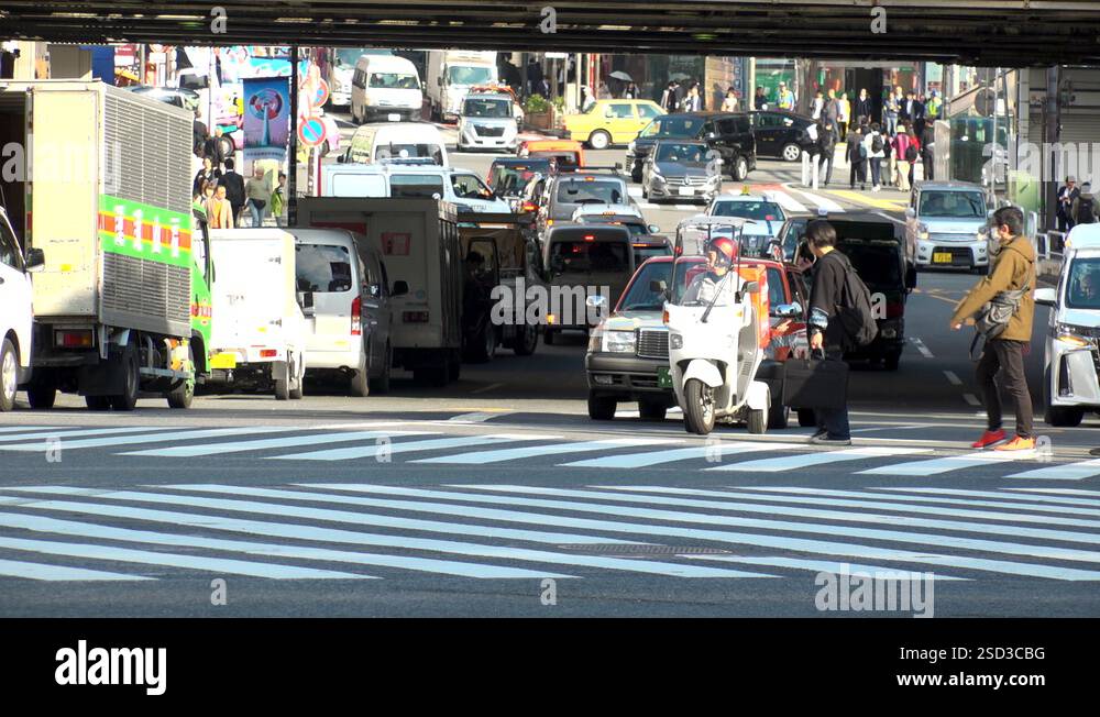 TOKYO, JAPAN : Crowd of people at Shibuya Scramble Crossing. Slow ...