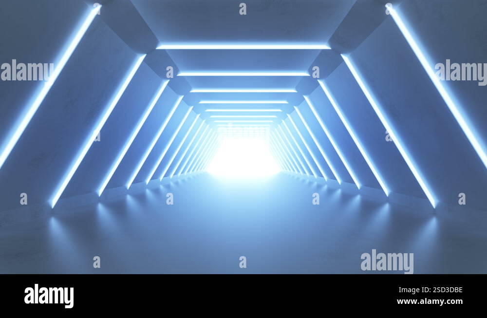 Modern blue corridor 3D render seamless loop animation Stock Video ...