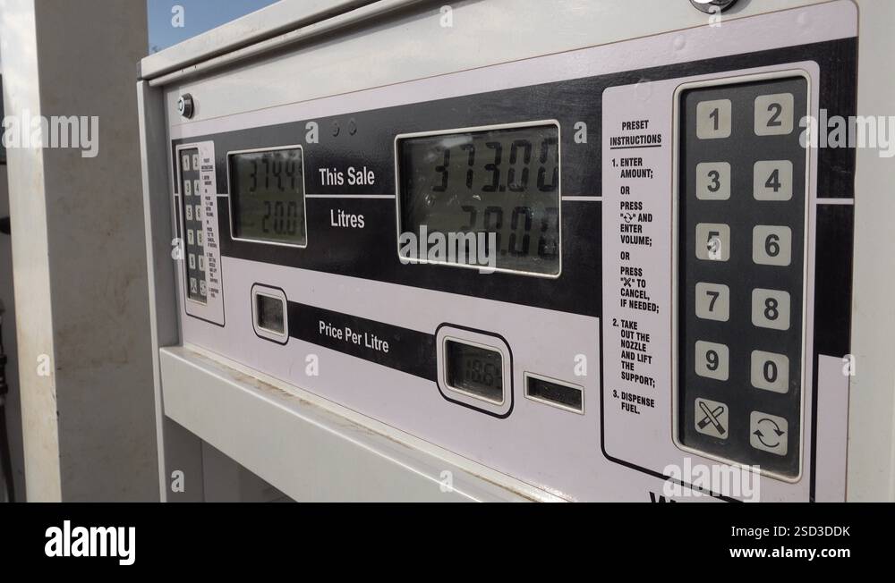 Gasoline fuel meter counting in Birr at petrol station in Ethiopia ...