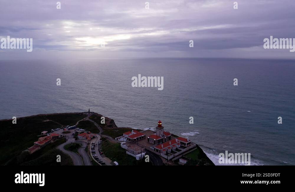 The lighthouse of Cape Roca in Portugal called Cabo da Roca - aerial ...