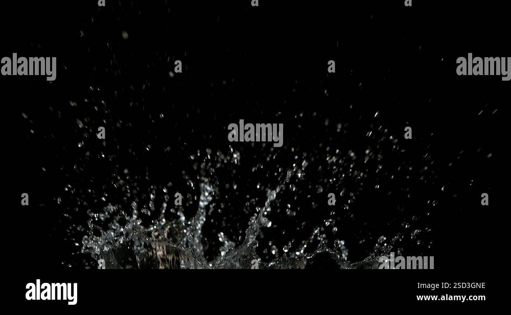Water Exploding and Splashing against Black Background, Slow motion 4K ...