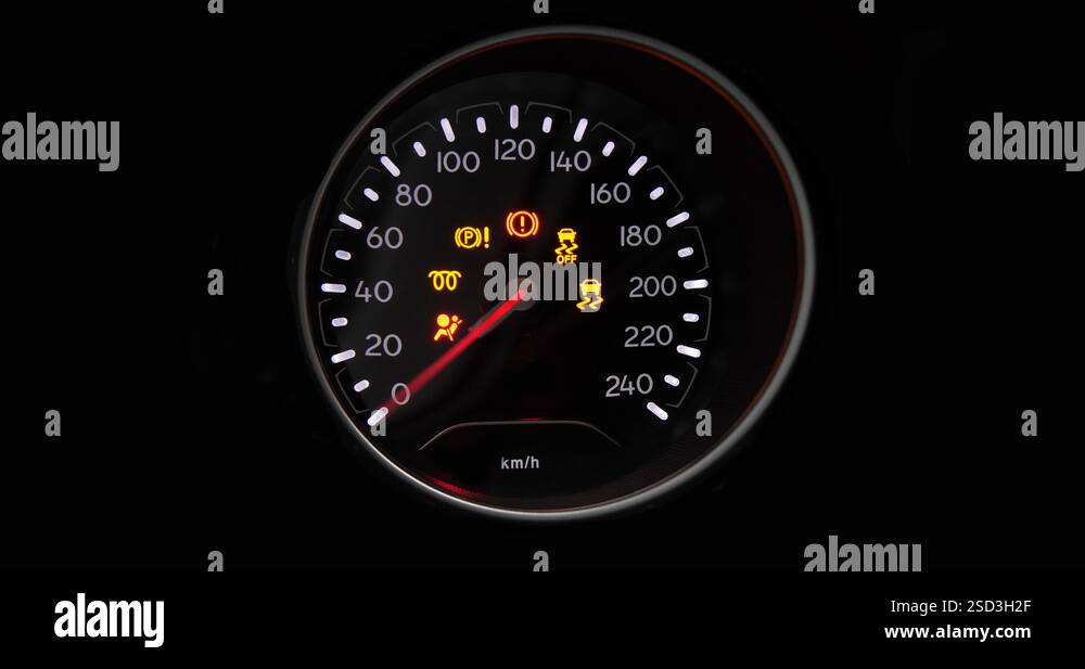 Car Speedometer, Safety Symbols, Fuel Level, Slow motion 4K Stock Video ...