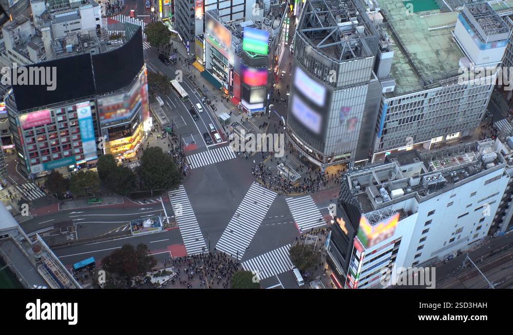 SHIBUYA, TOKYO, JAPAN : SHIBUYA scramble crossing.Time lapse sunset to ...