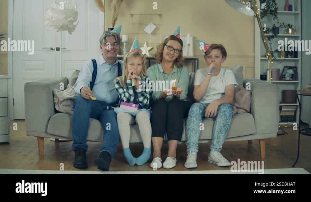 Family celebration of kids and their grandparents Stock Video Footage ...