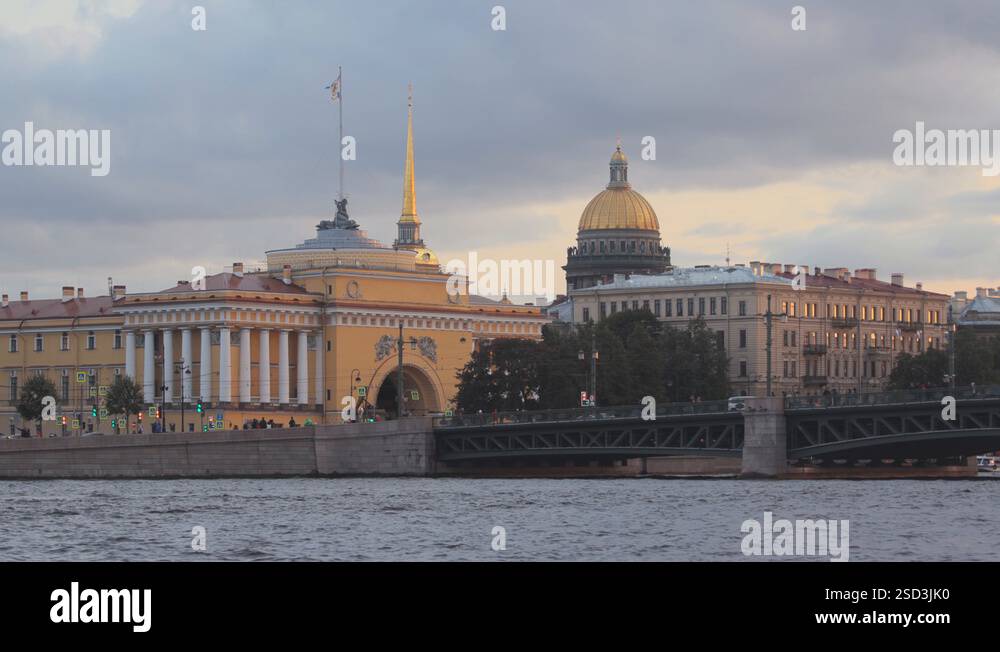 Closeup of a yellow boat crossing a river. Water foam and waves, speed ...