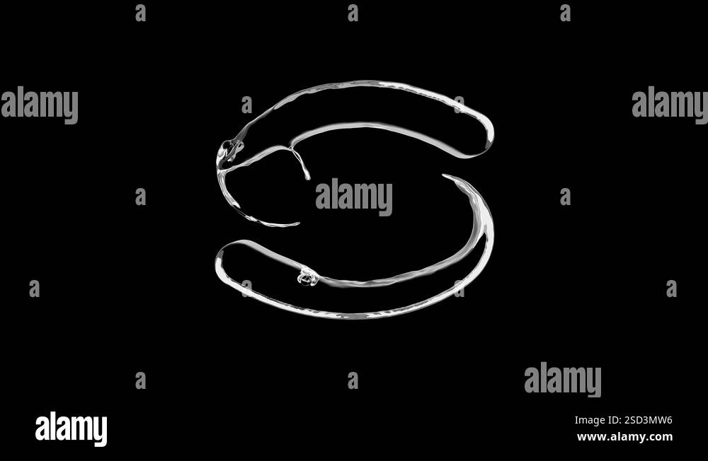 4K water splashes filling Cancer zodiac sign isolated with alpha matte ...