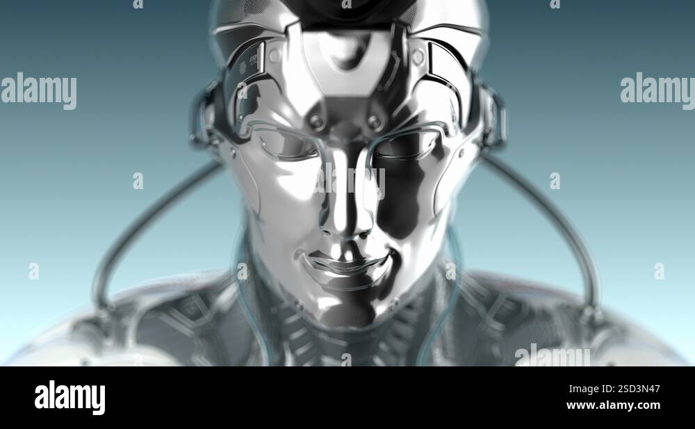 Robot head waking up an artificial intelligence concept Stock Video ...