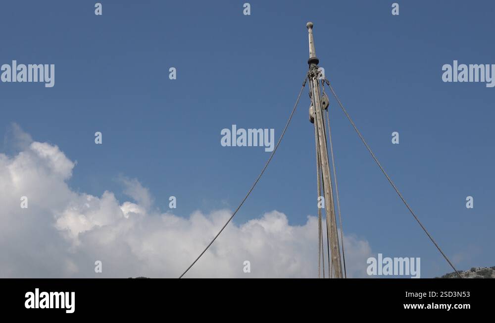 Zoom out mast of the replica of ancient galley Stock Video Footage - Alamy