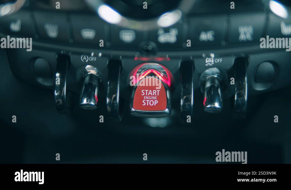Engine start stop button is being pressed Stock Video Footage - Alamy