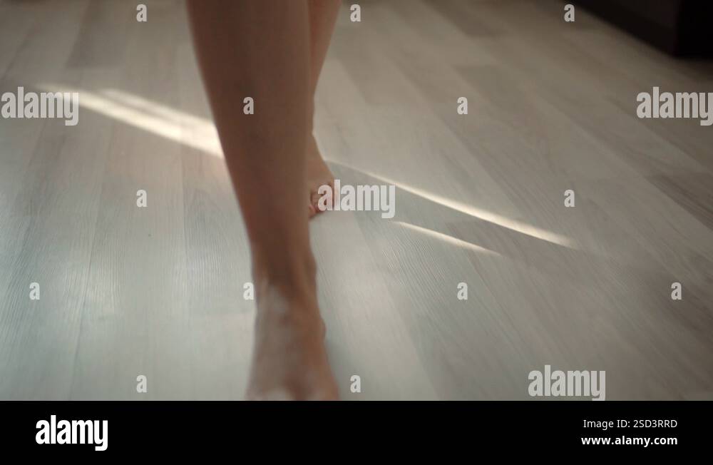 Woman On Scales Measure Weight.Legs On Bathroom Scale.Checking Body ...