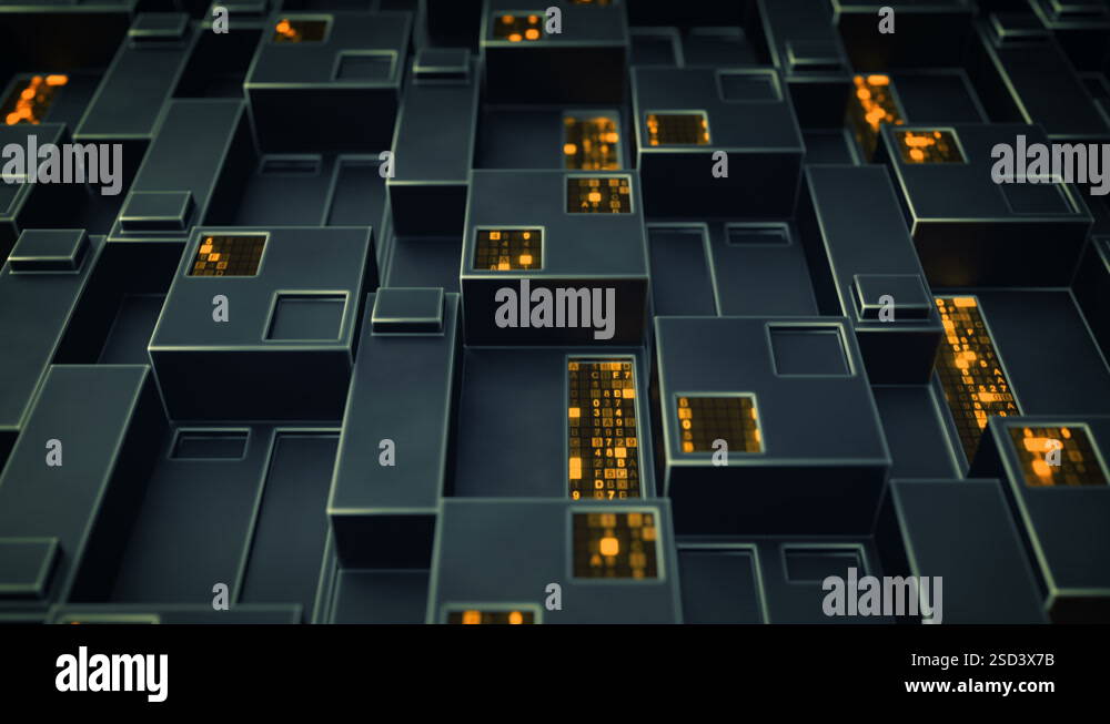 Sci-fi panel with hexadecimal code 3D render seamless loop animation Stock Video Footage - Alamy