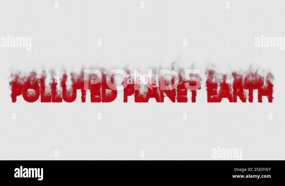 Animated red gas text Polluted Planet earth - all caps Stock Video ...