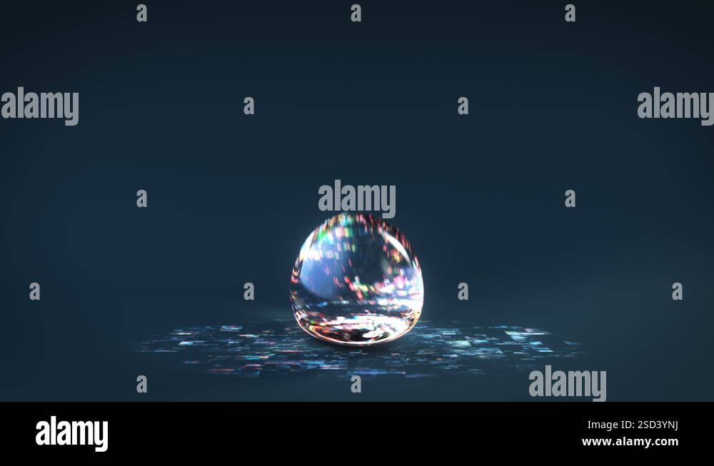 Jumping glass sphere with glitching texture seamless loop 3D render ...