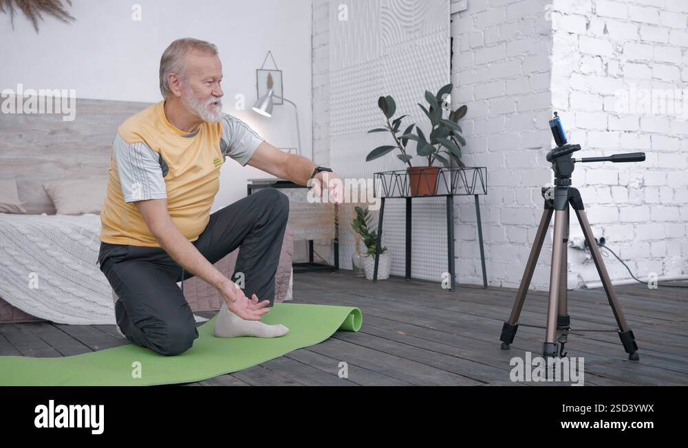 social media marketing, Influencers blogger old man takes review of ...