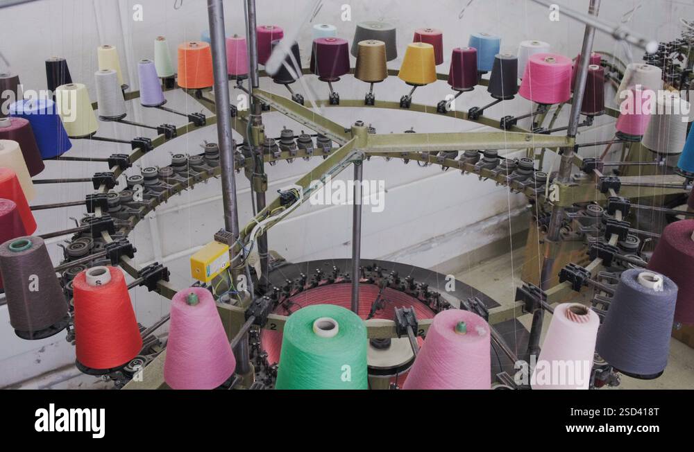 Close-up of circular knitting machine in knitting factory Stock Video ...