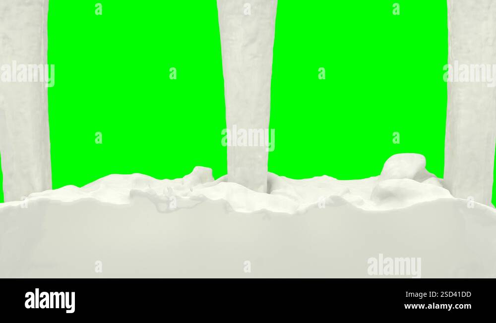 Animated realistic milk pouring and splashing from three inflows Stock ...