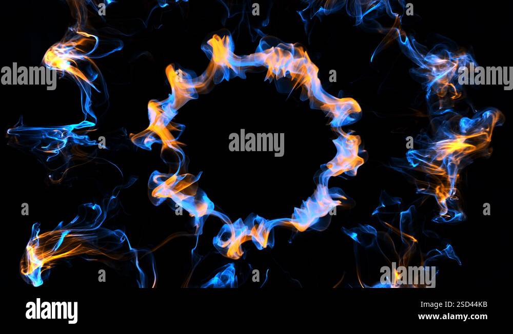 Multiple yellow blue color pulsating shockwave particle explosions ...