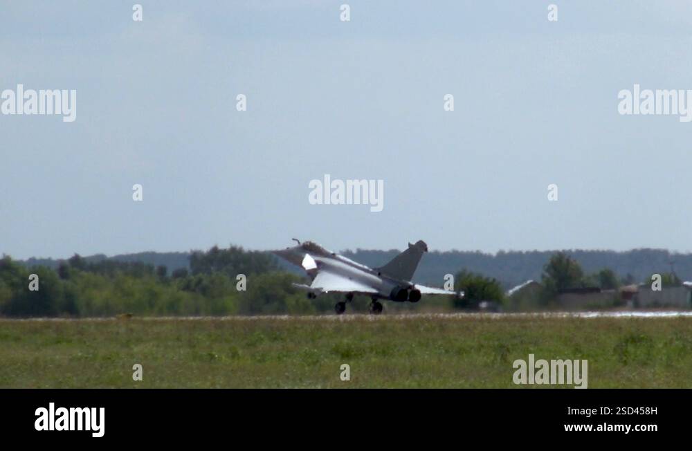 Close-up Dassault Rafale French multi-role fighter landed on concrete ...