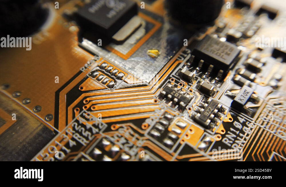 Orange, green technology background circuit board Stock Video Footage ...