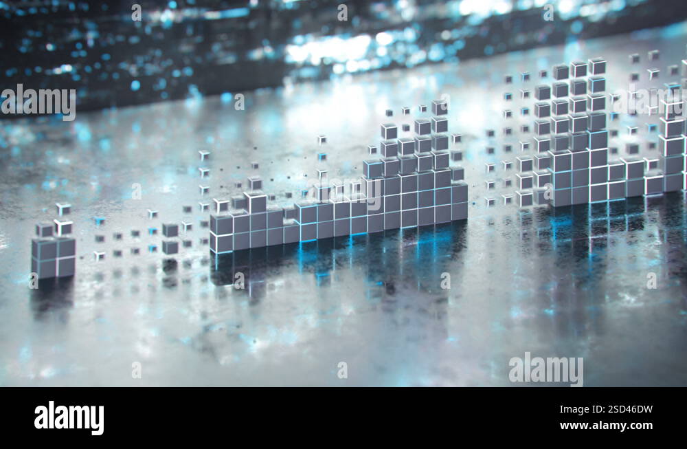 Music blue equalizer or spectrum analyzer seamless loop 3D render ...