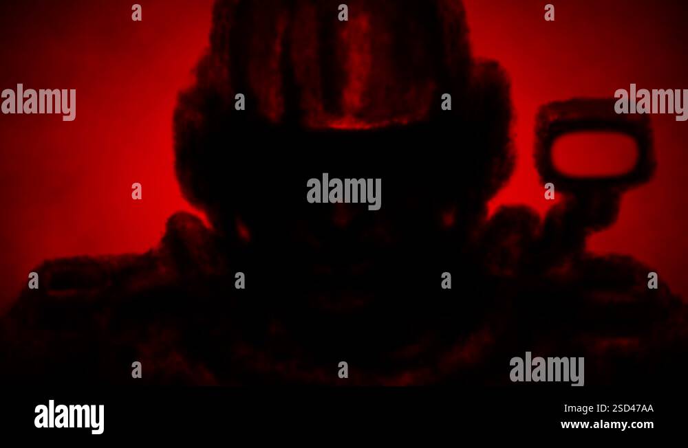 Iron gate of bunker opens and soldier raises his head and eyes light up ...