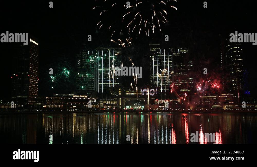 Fireworks lighting up the sky above Galleria Mall in Abu Dhabi, UAE ...