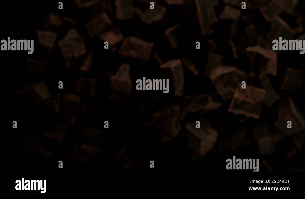 Super Slow Motion Shot of Raw Chocolate Chunks after Being Exploded ...