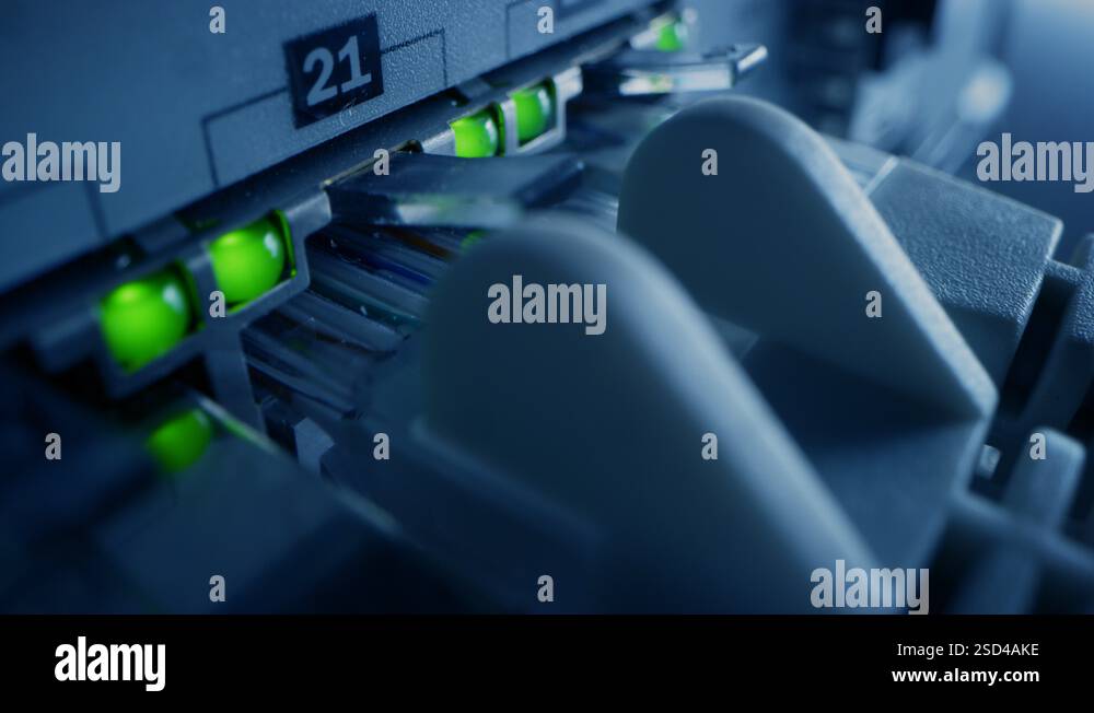 Macro Shot: Ethernet Data Cables Connected to Router Ports with ...
