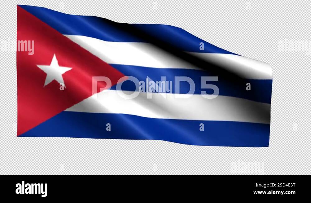 The flag of Cuba on a transparent background. Animation of the flag in ...