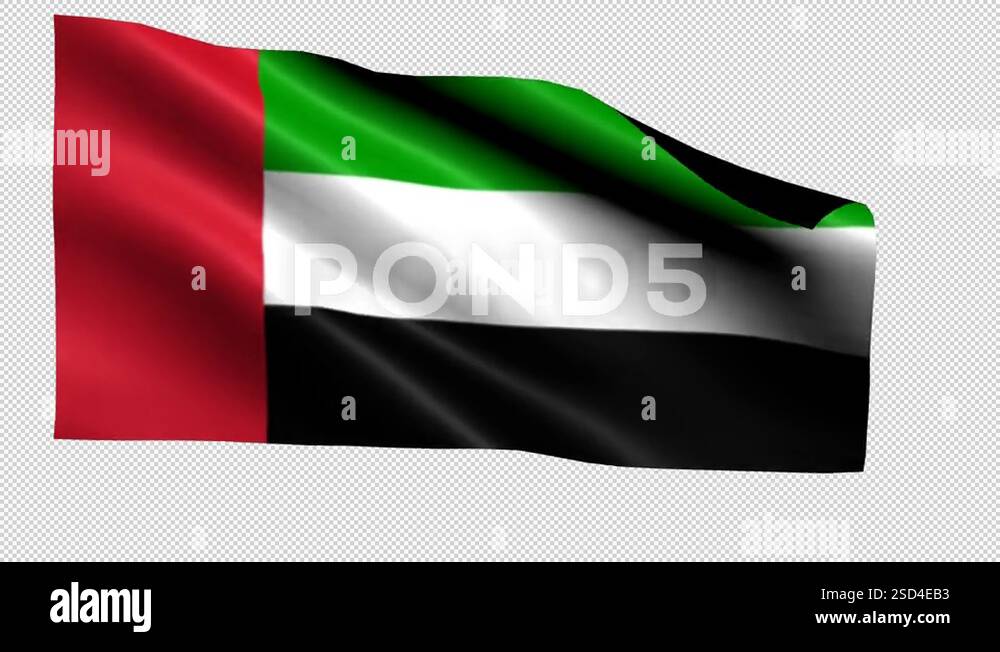 The flag of United Arab Emirates on a transparent background. Animation ...