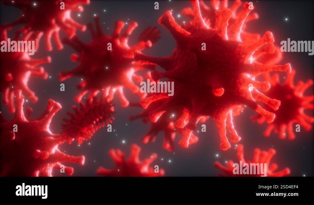 Bacteria virus or germs microorganism cells under microscope with depth ...