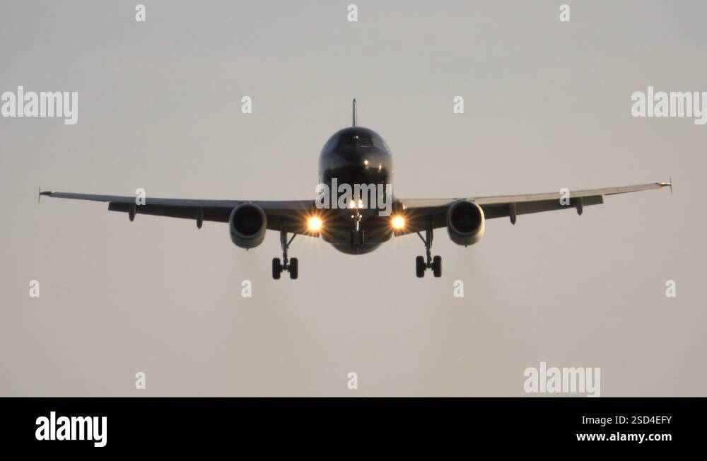 Jet aircraft commercial flight landing in strong side wind Stock Video ...