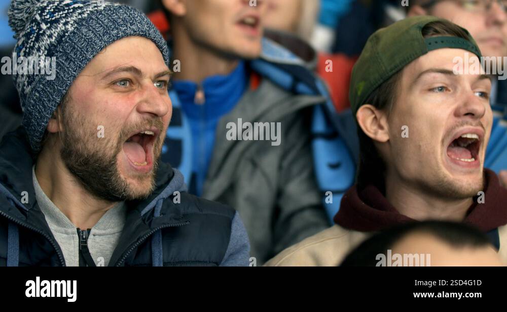Emotion scream guy hockey fan on sport arena of crowd win match team ...