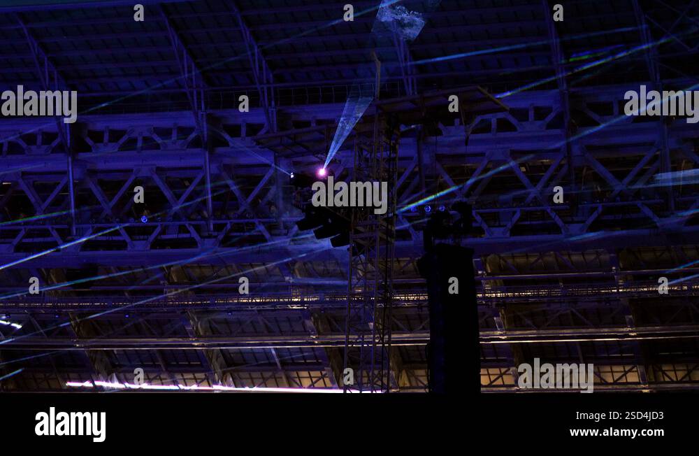 Crowd of fans standing in fan zone during rock or pop music concert. 4K ...