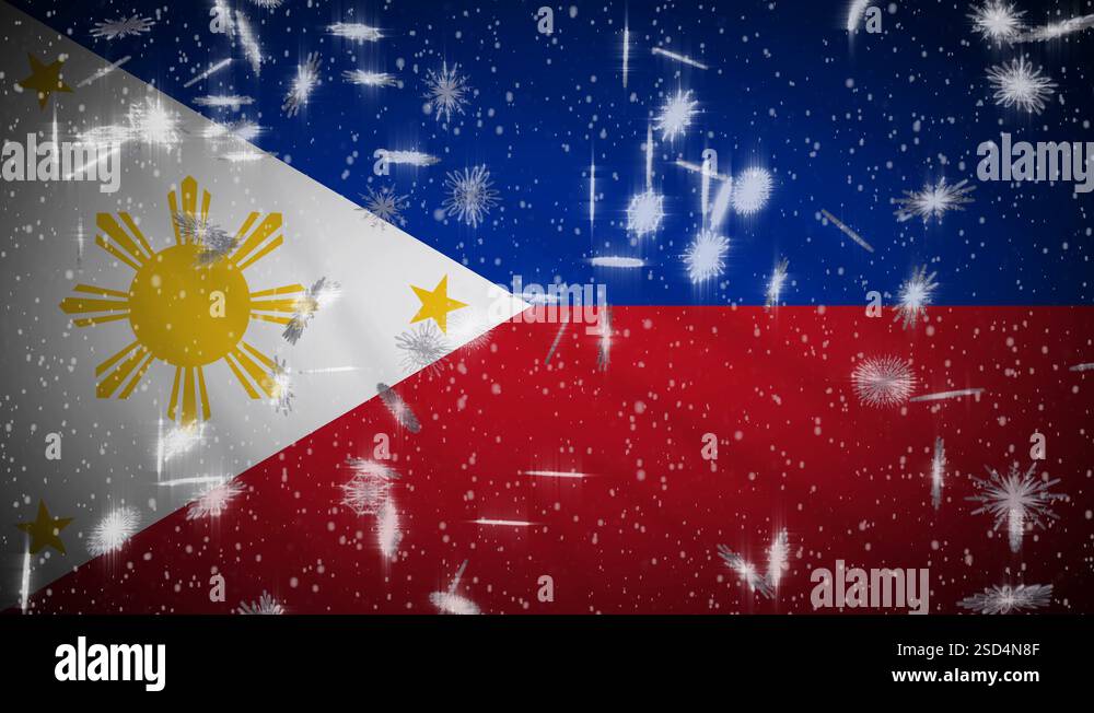 Philippines flag falling snow loopable, New Year and Christmas ...