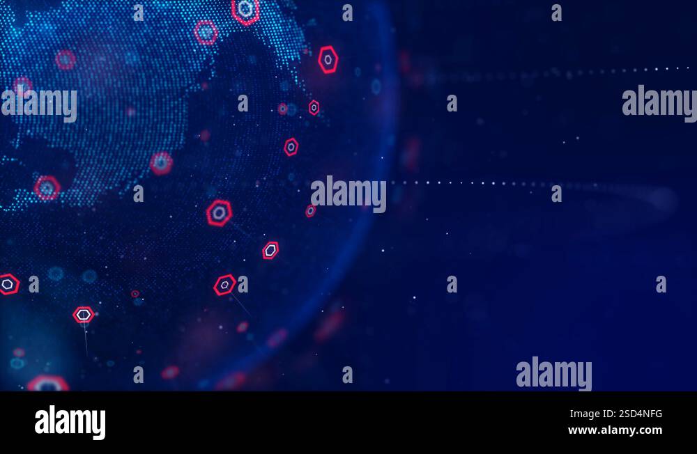 Spinning globe world map and hexagon shape with particle Stock Video ...